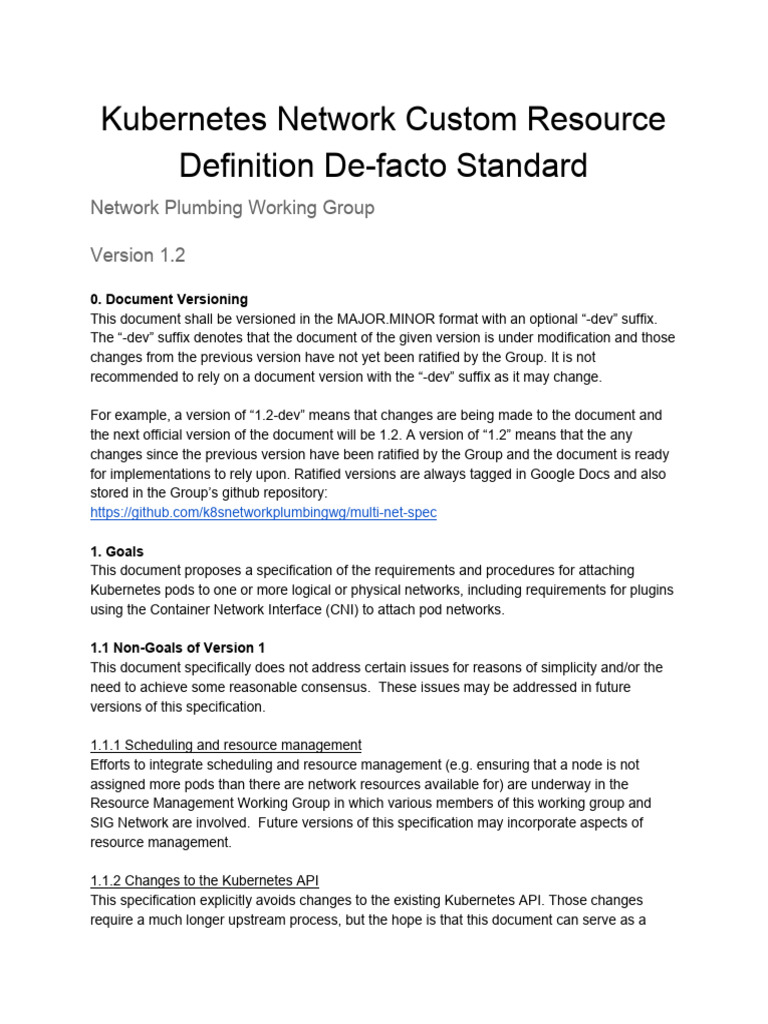 V1 2 Kubernetes Network Custom Resource Definition De Facto Standard Pdf Ip Address Port