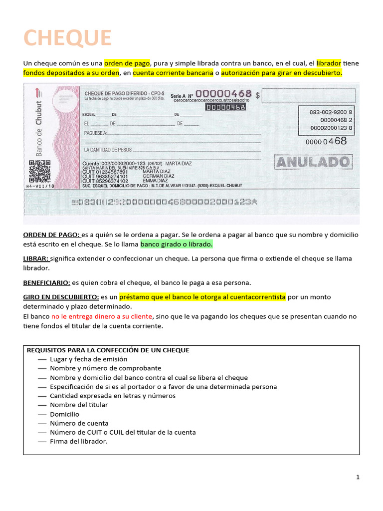 Tipos y Uso de Cheques Comunes y Diferidos | PDF | Cheque | Bancos