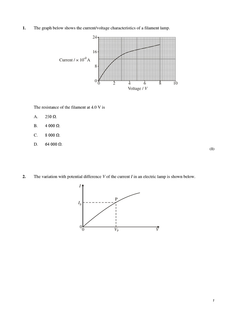 Worksheet 1current Electricity - Exam Paper | PDF | Voltage ...
