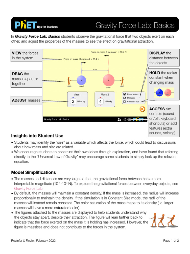 Gravity Force Lab: Student Exploration Guide | PDF | Force | Gravity
