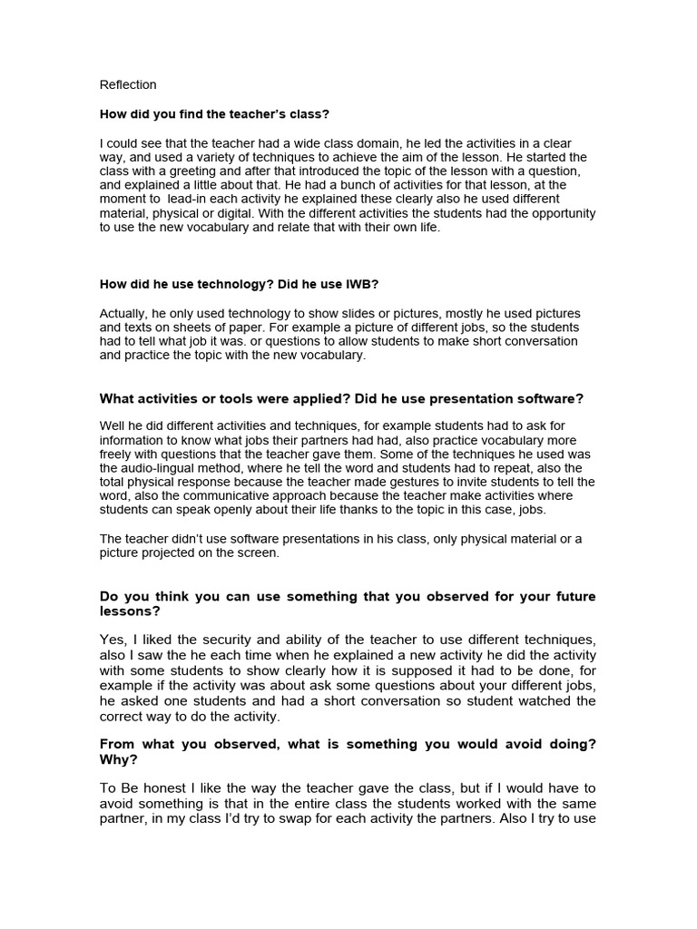 Reflection | PDF | Vocabulary | Cognitive Science