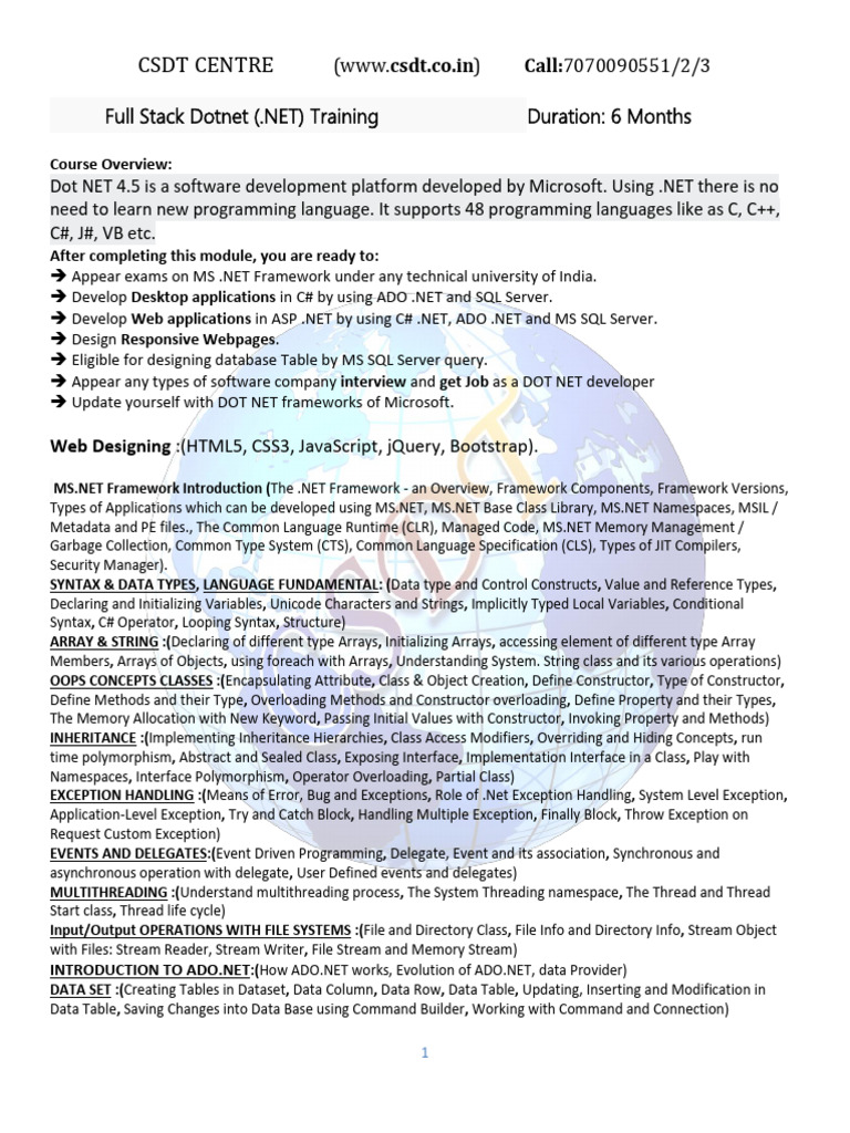 Full Stack Dotnet Training | Download Free PDF | Class (Computer Programming) | World Wide Web