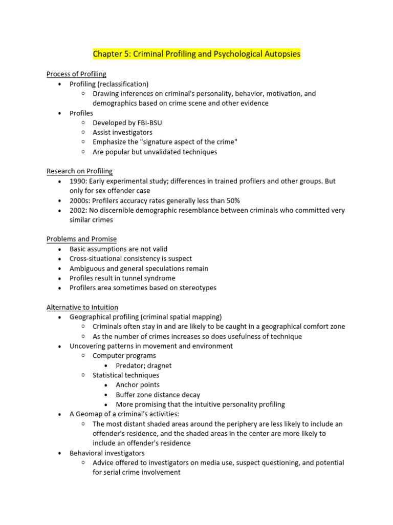 Chapter 5_Profiling and Autopsies, Psych and Law | PDF | Offender Profiling | Crimes
