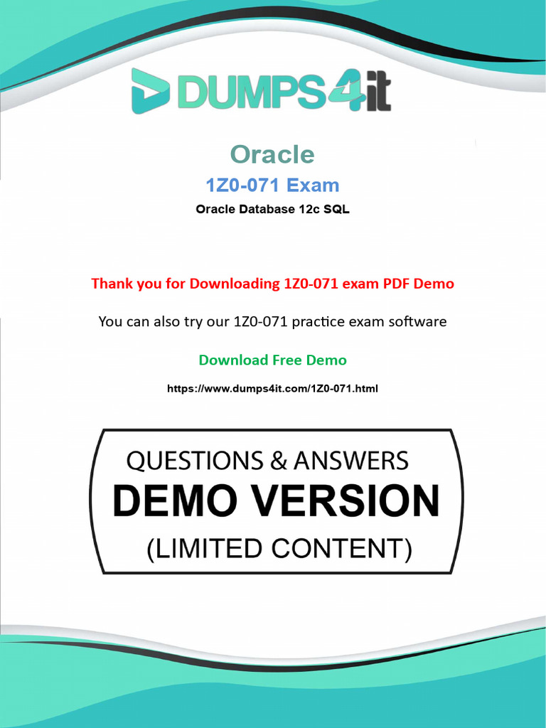 1Z0 071 Demo | PDF | Database Index | Table (Database)