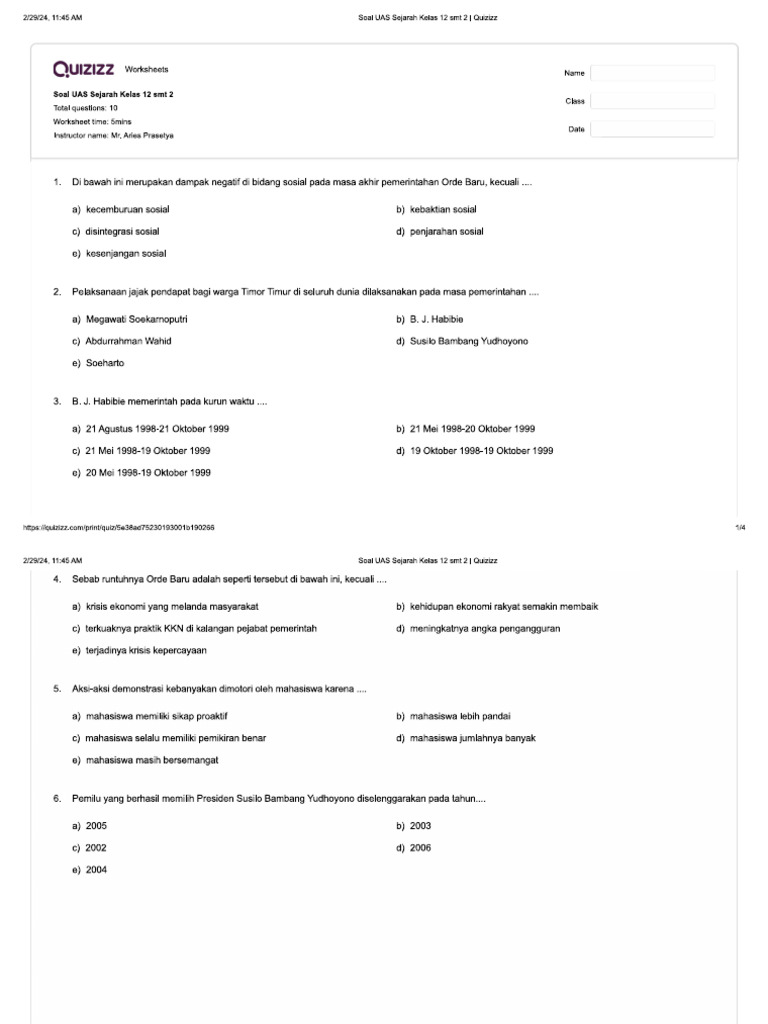 Sejarah Kelas 12. Bahan Uas Semester 2 | PDF