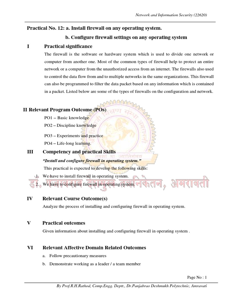 PR 12 | PDF | Firewall (Computing) | Computer Network