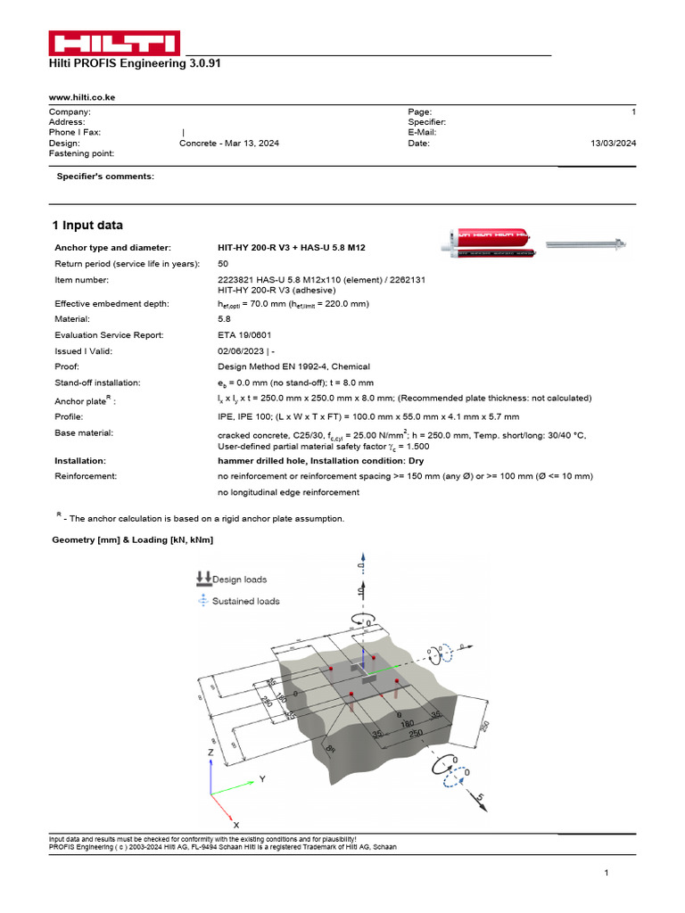 Hilti PROFIS Engineering Anchor Design | PDF | Civil Engineering ...