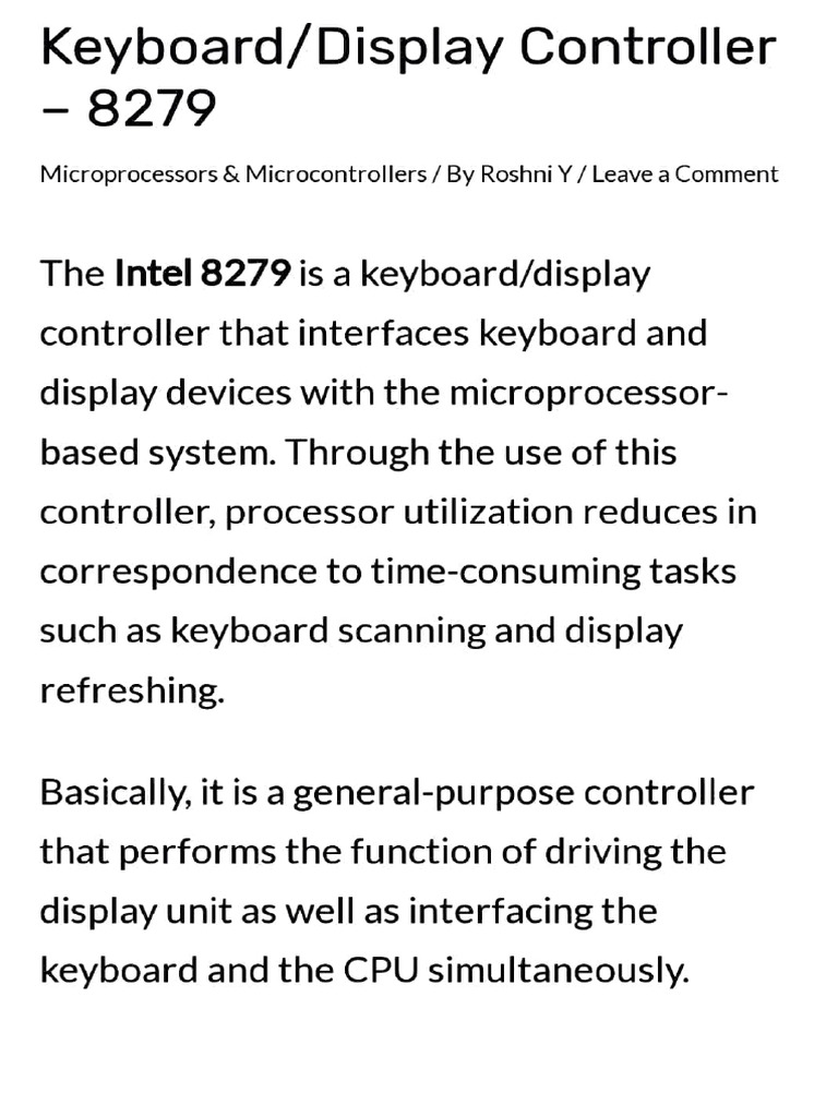 Keyboard and Display Interface 8279 | PDF | Microcontroller | Input/Output