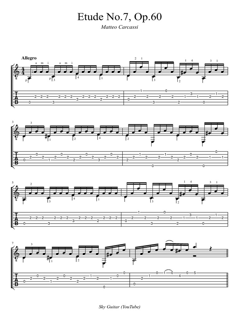 Carcassi No. 7 | PDF | Classical Music | Musical Forms