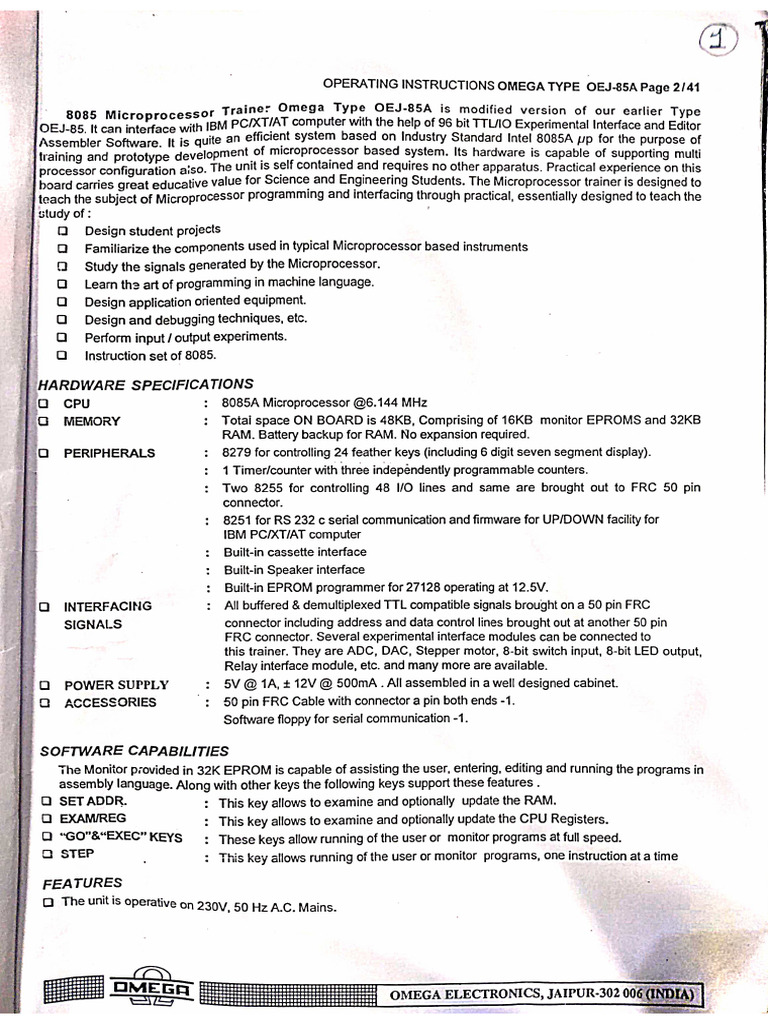 Microprocessor Operating Instructions | PDF