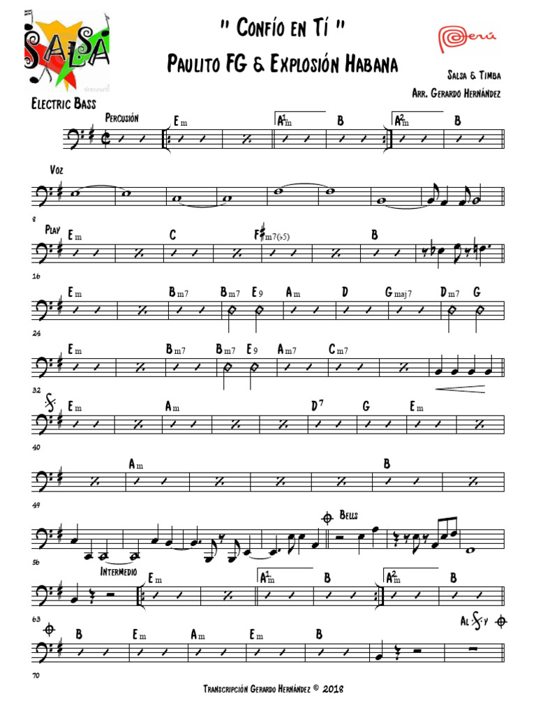 Confío en Tí - Electric Bass | PDF