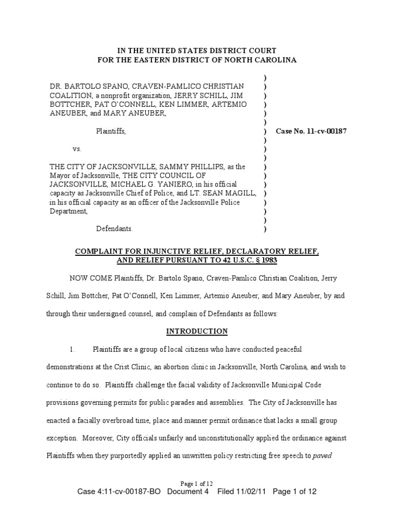Complaint For Injunctive Relief, Declaratory Relief, and Relief ...
