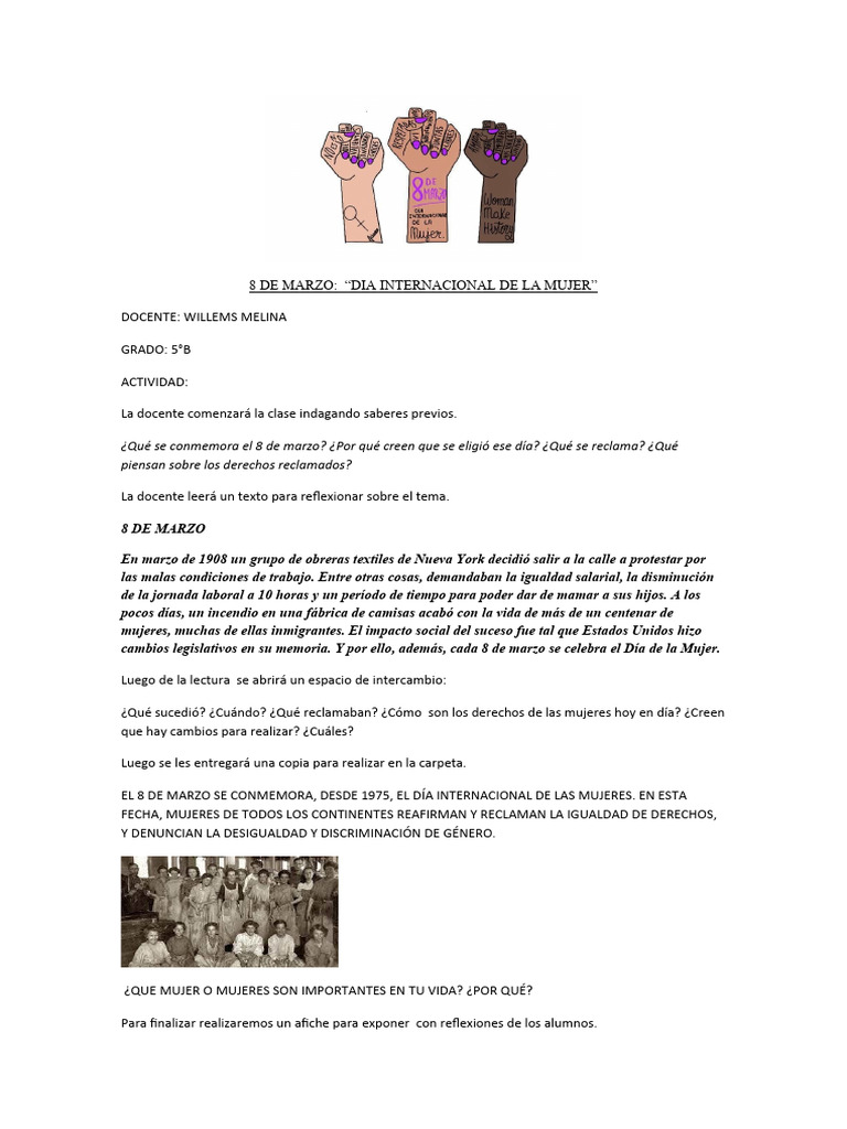 8 DE MARZO Actividad | PDF