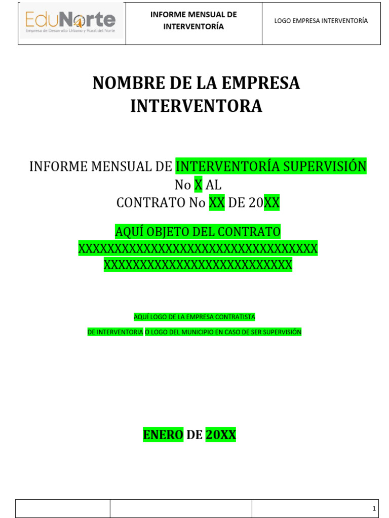 Formato Informe de Interventoría o Supervisión V4 | PDF | Póliza de ...