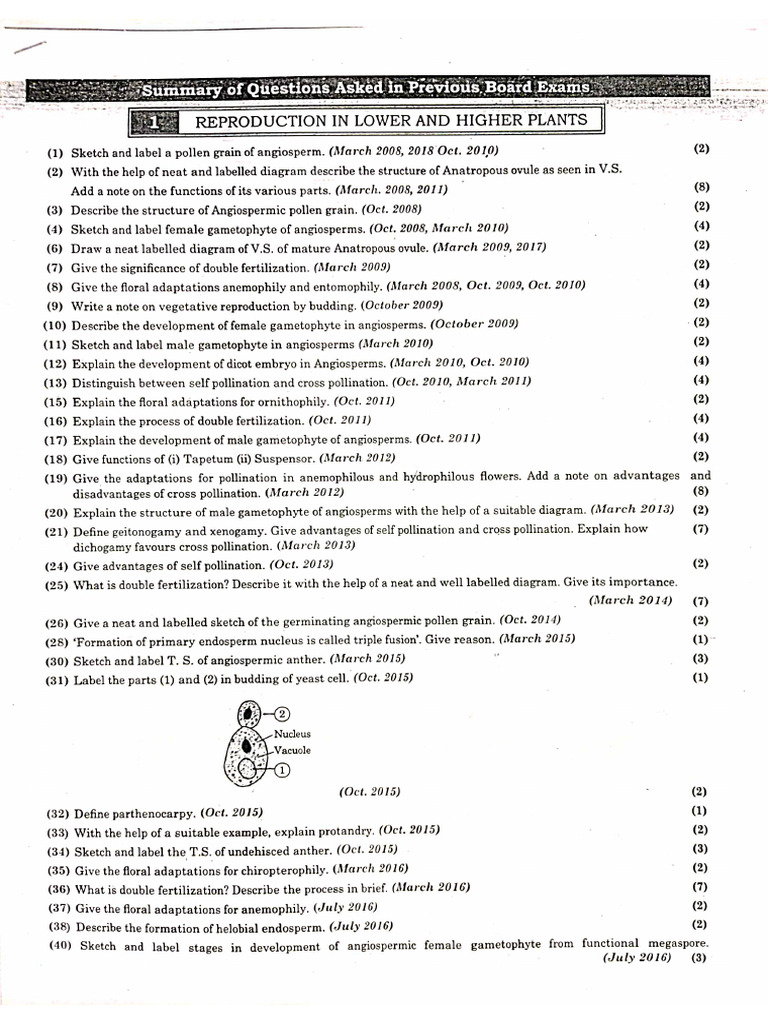 Biology .... Previous Board Exams Question | PDF