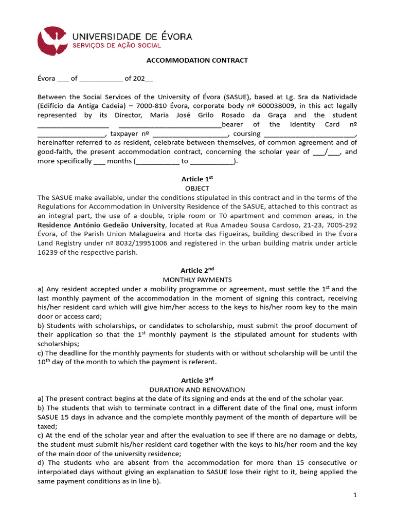 Accommodation Contract | PDF | Business Law | Private Law