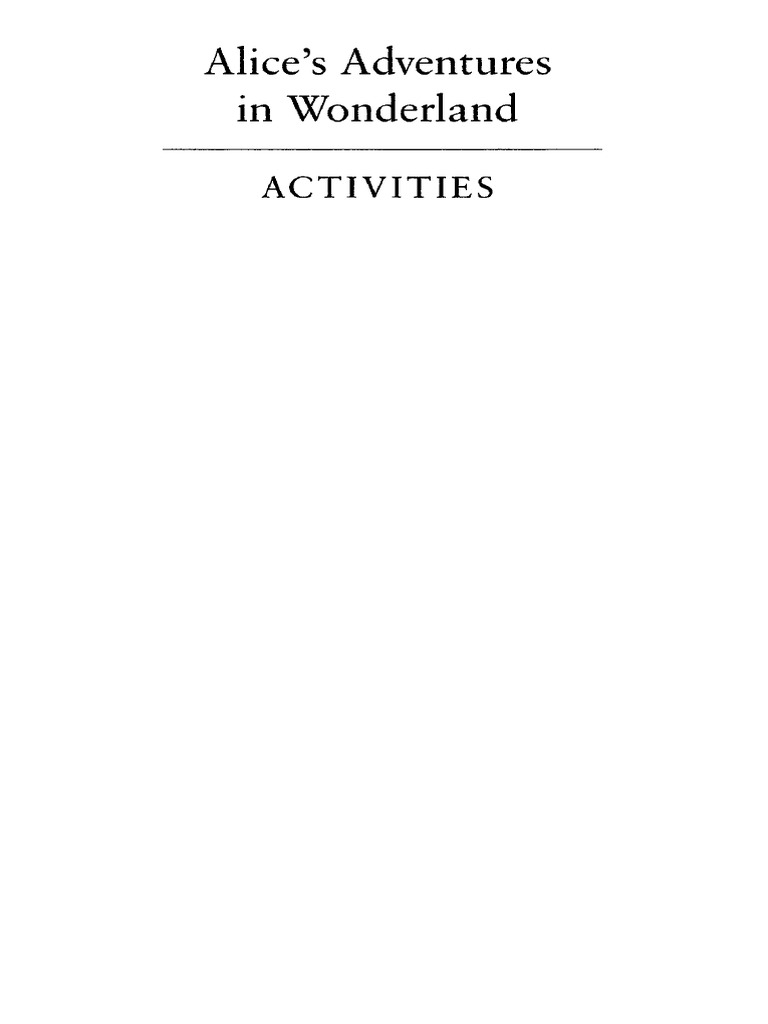 Alices Adventures in Wonderland - Activities Oxford | PDF