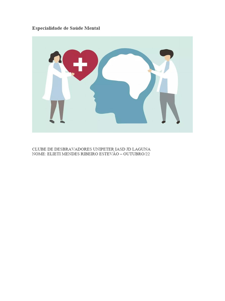 Atividade Desb Saude Mental | PDF | Distúrbio mental | Depressão