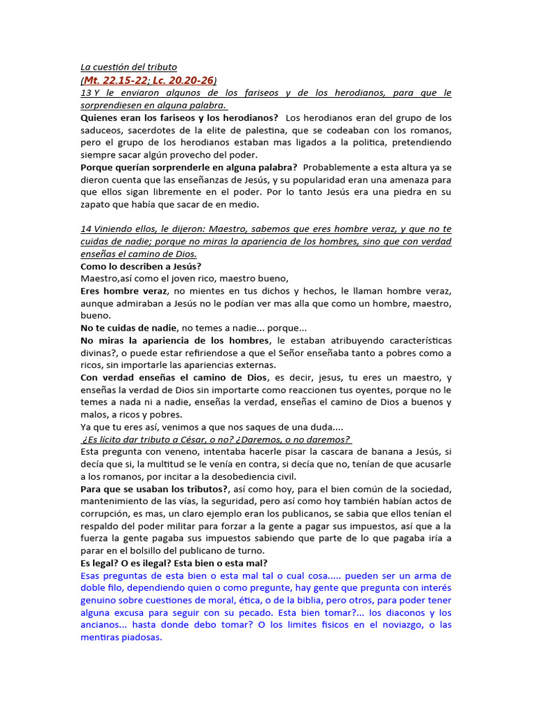 Jesús y el Tributo a César | PDF | Jesús