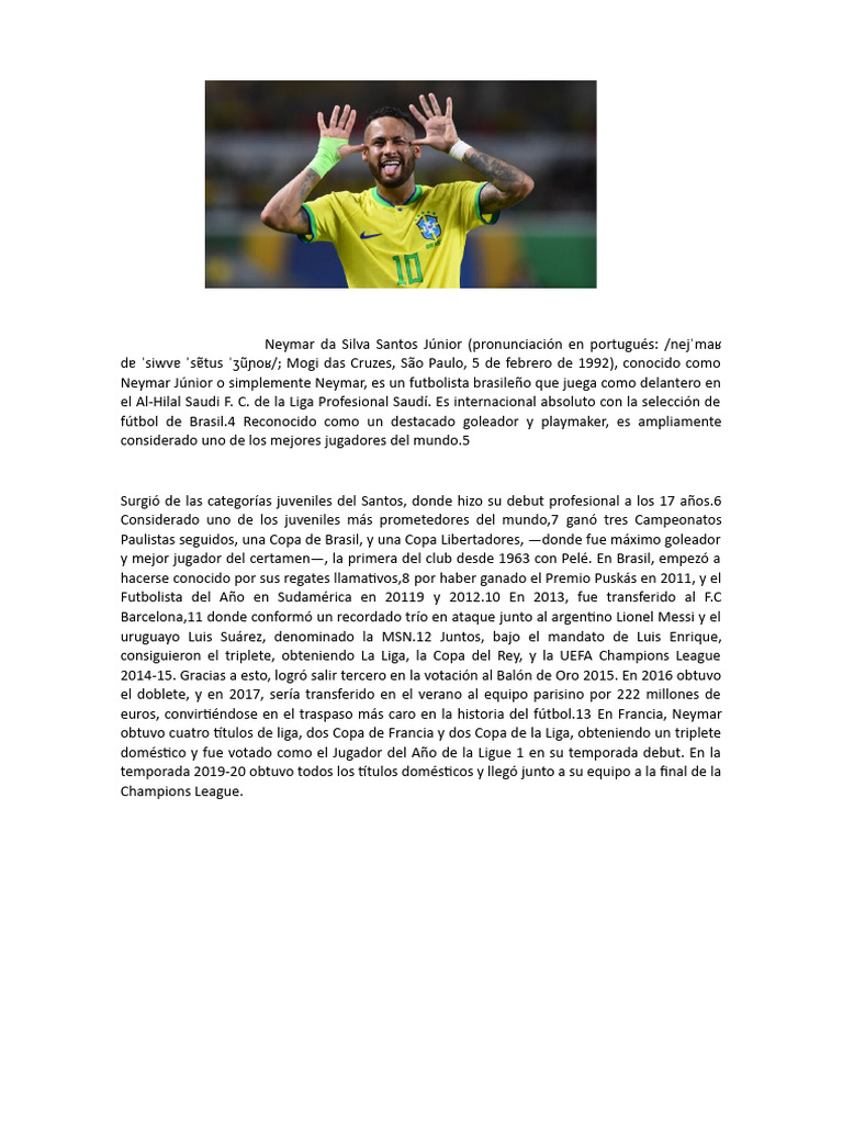 Neymar Da Silva Santos Júnior | PDF