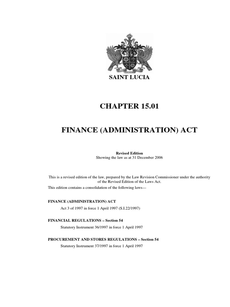 Finance Administration Act-Chap 15.01 and Regulations | PDF ...