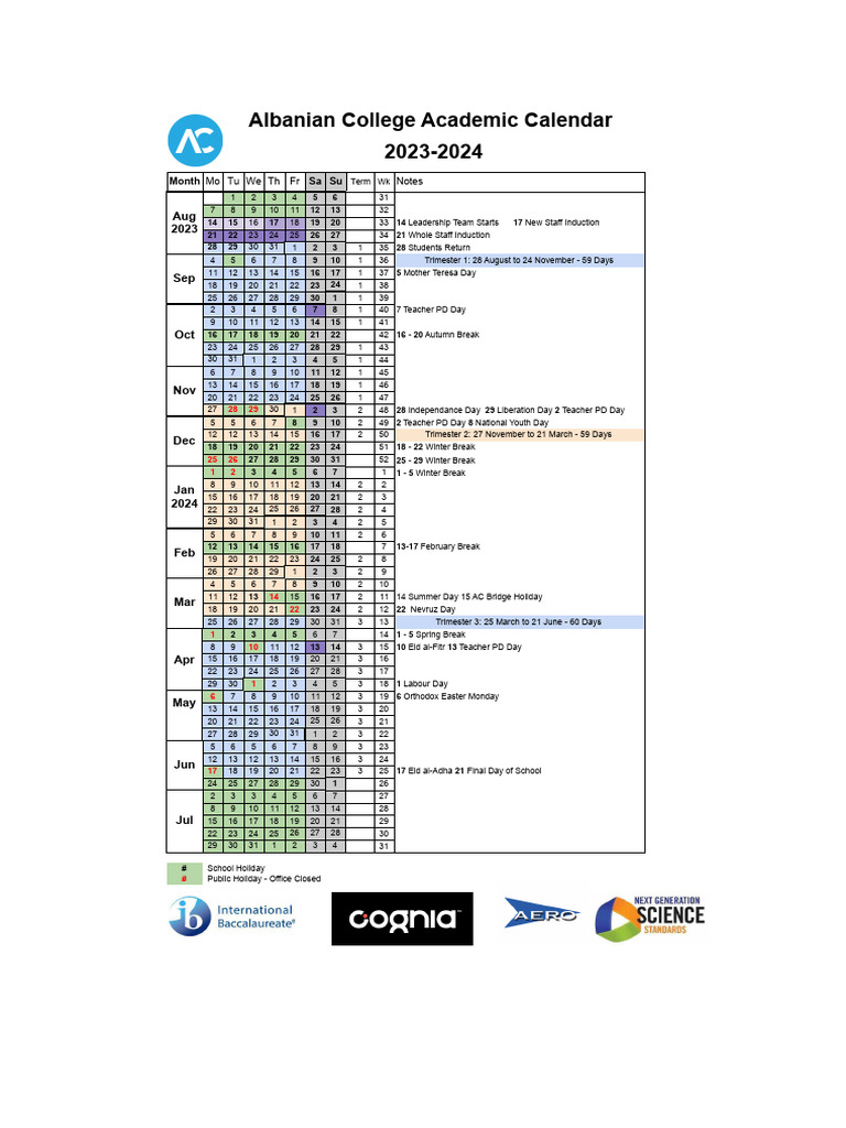 AC Academic Calendar 2023-2024 | Download Free PDF | Academic Term ...