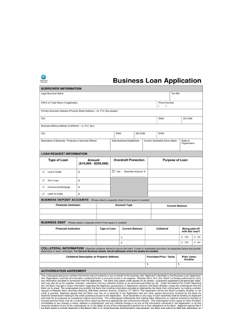 Business Loan Application Form | PDF