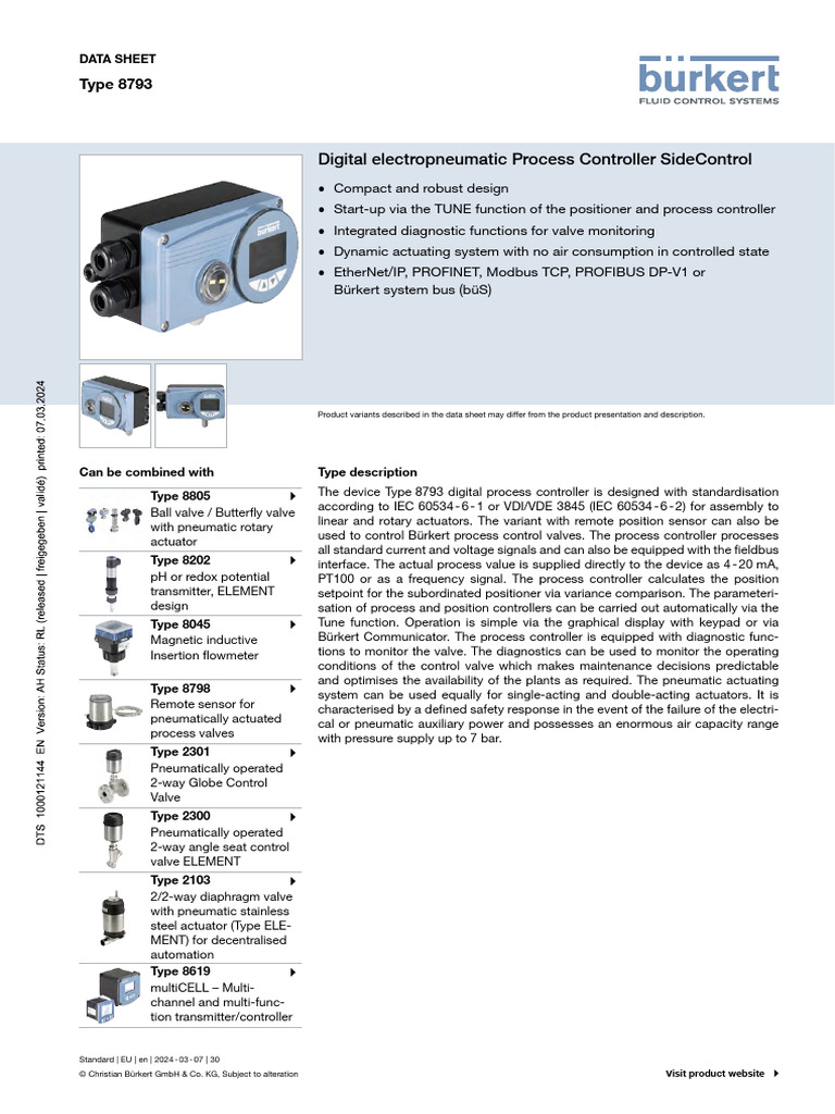 Burkert 8793 | PDF | Actuator | Valve