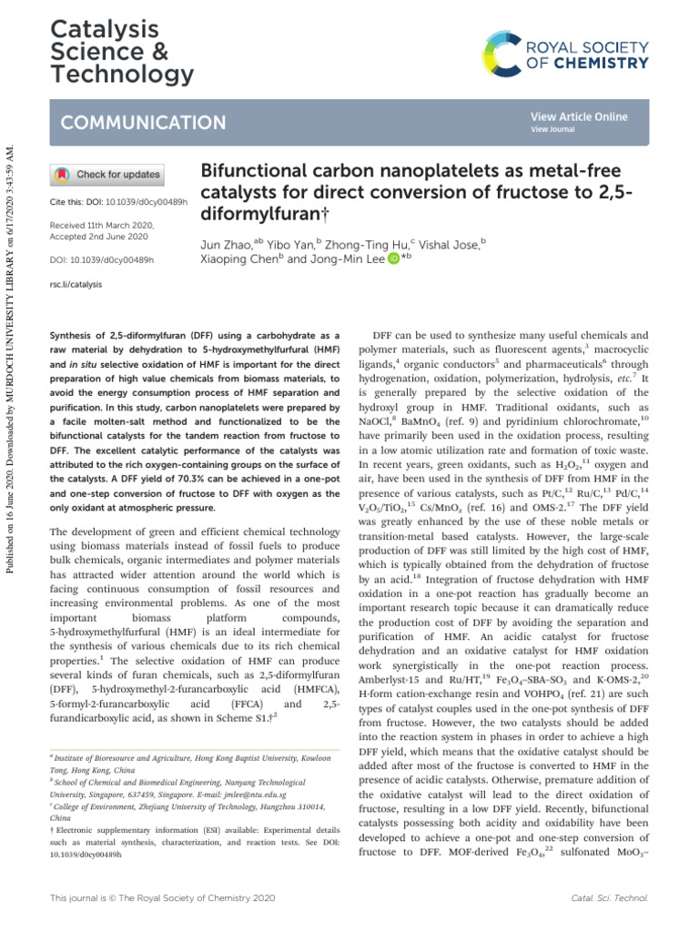 Communication | PDF | Catalysis | Acid