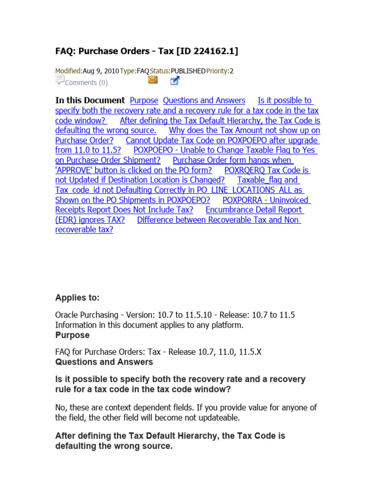 FAQ Tax in PO | PDF | Accounts Payable | Computing