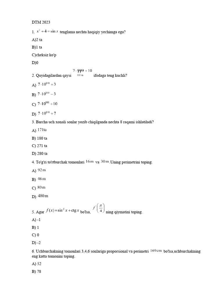 @IDEAL - MATH DTM 2023 Word | PDF