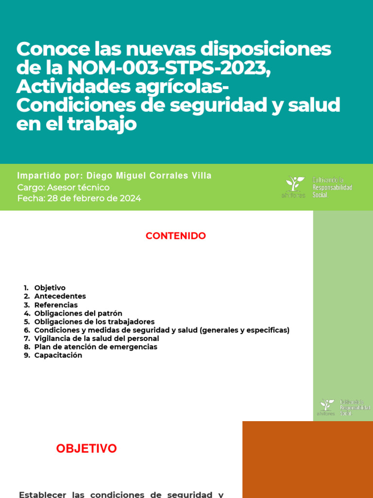 NOM-003-STPS-2023 Actividades Agrícolas-Condiciones de Seguridad y Salud en El Trabajo | PDF ...