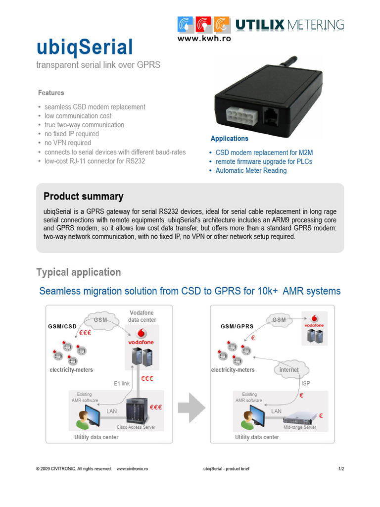 PB Ubiqserial AMR | PDF | General Packet Radio Service | Modem