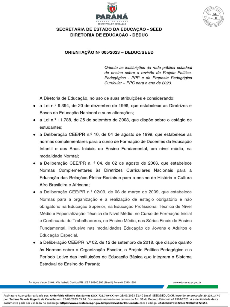 005 Orientacao Revisao PPP PPC | PDF | Pedagogia | Aprendizado
