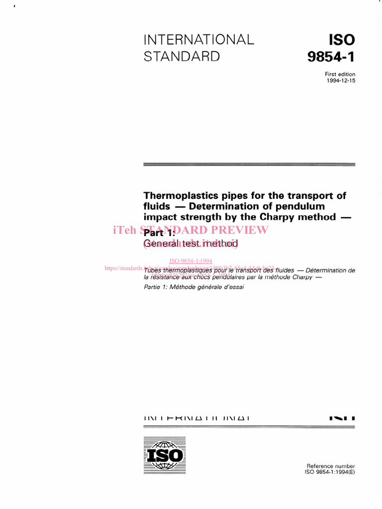 Charpy Iso-9854-1-1994 | PDF | International Organization For ...