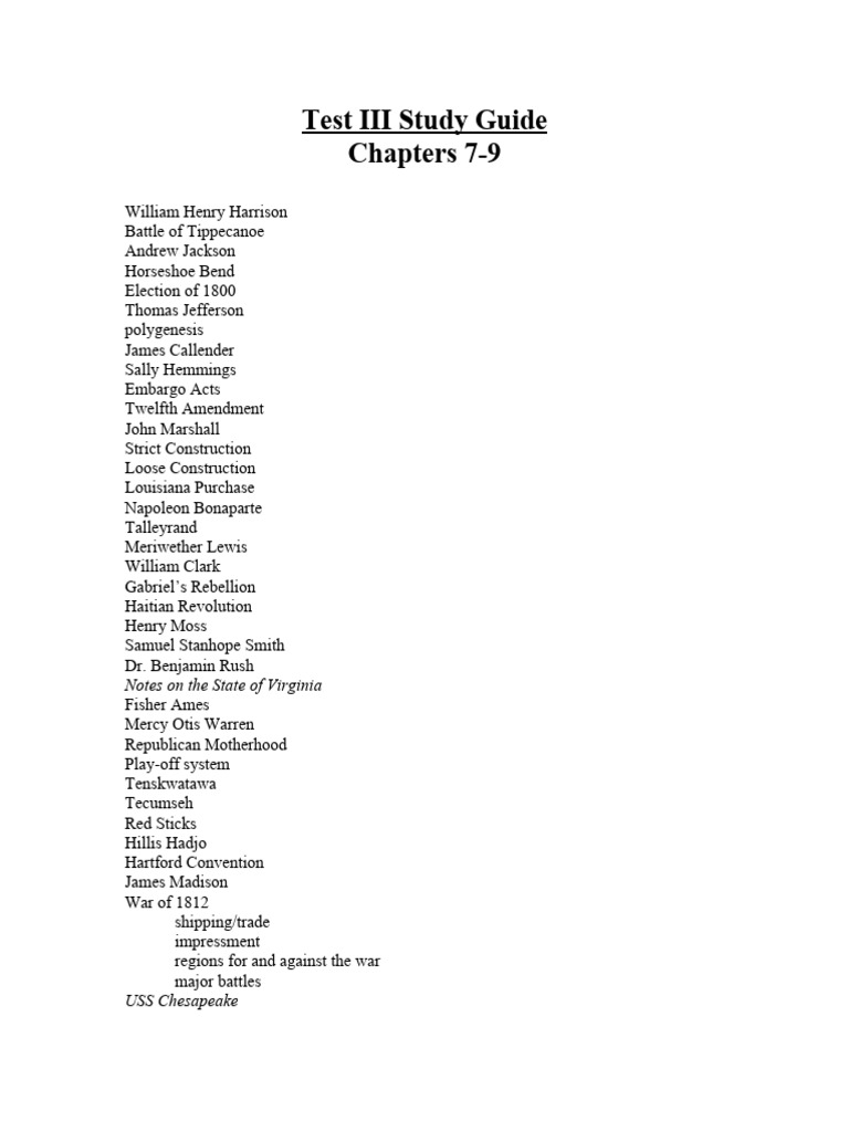 UTF-8''Test III Study Guide | PDF | Andrew Jackson | The United States