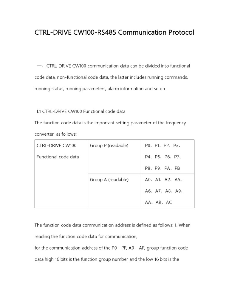 CTRL-DRIVE CW100 COMMUNICATION PROTOCOL Replicable | PDF | Computer Architecture | Computer ...