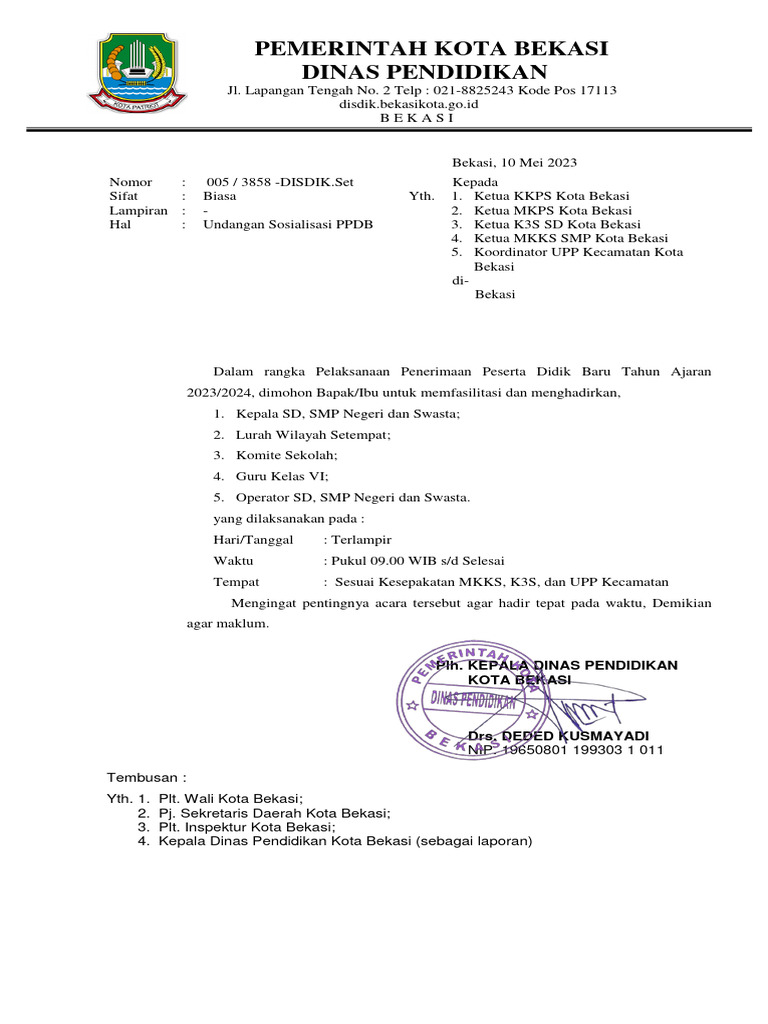 Undangan Rapat PPDB 2023 2024 | PDF