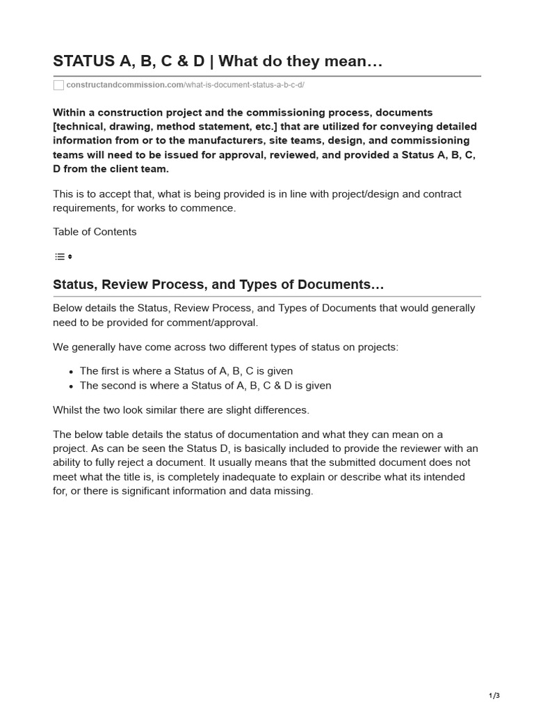 STATUS A B C D What Do They Mean | PDF