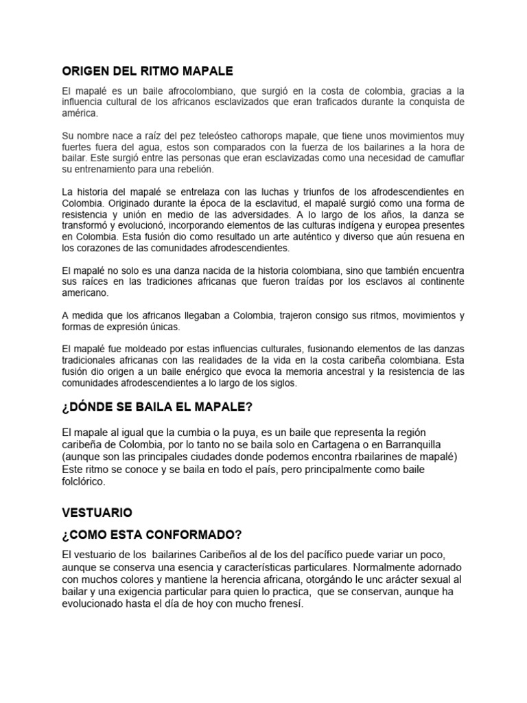 Origen Del Ritmo Mapale | PDF | Bailes