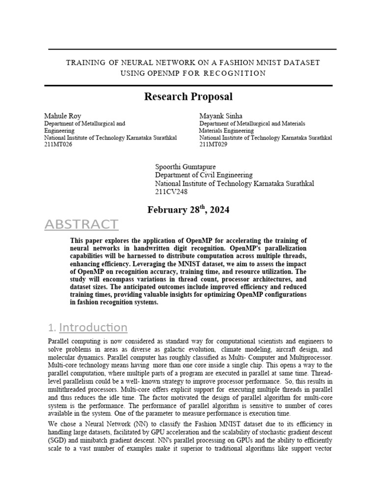 Training Of Neural Network On A Mnist Dataset Using Openmp For Handwritten Digit Recognition