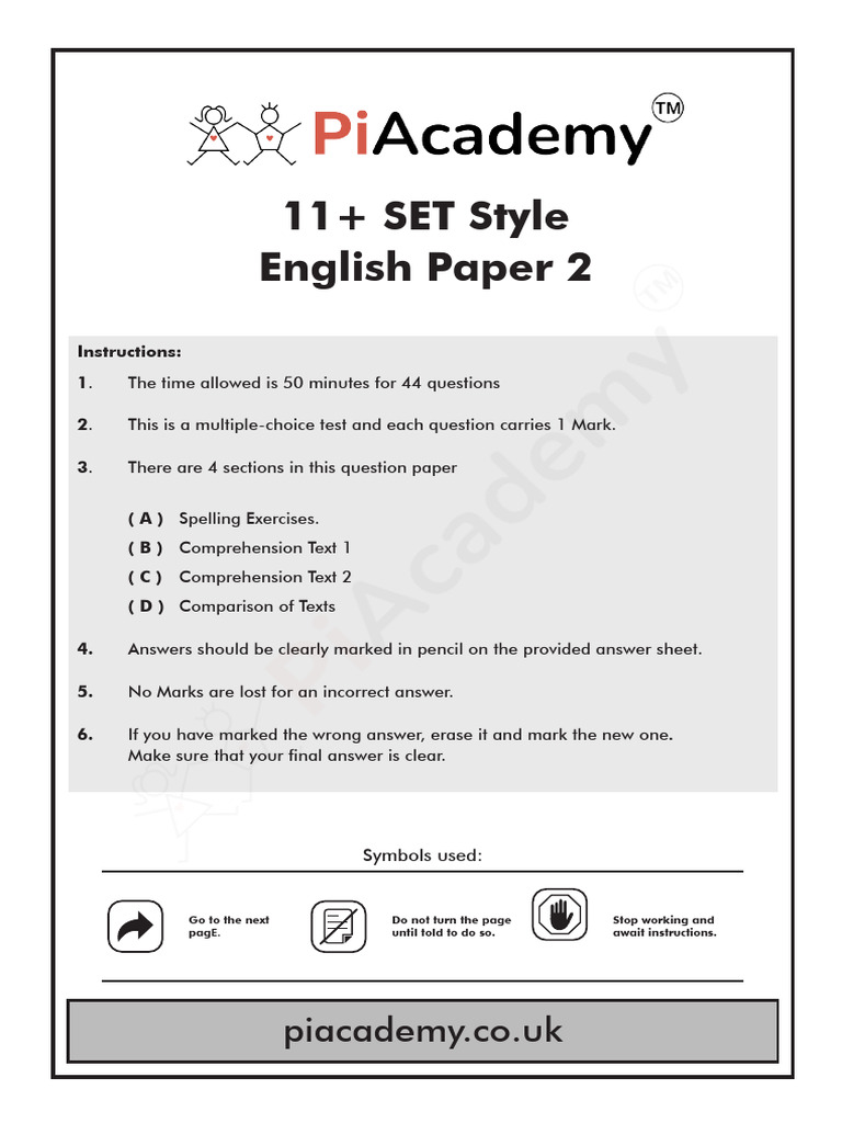 11+ Exam - English SET Sample Paper | PDF | The Picture Of Dorian Gray