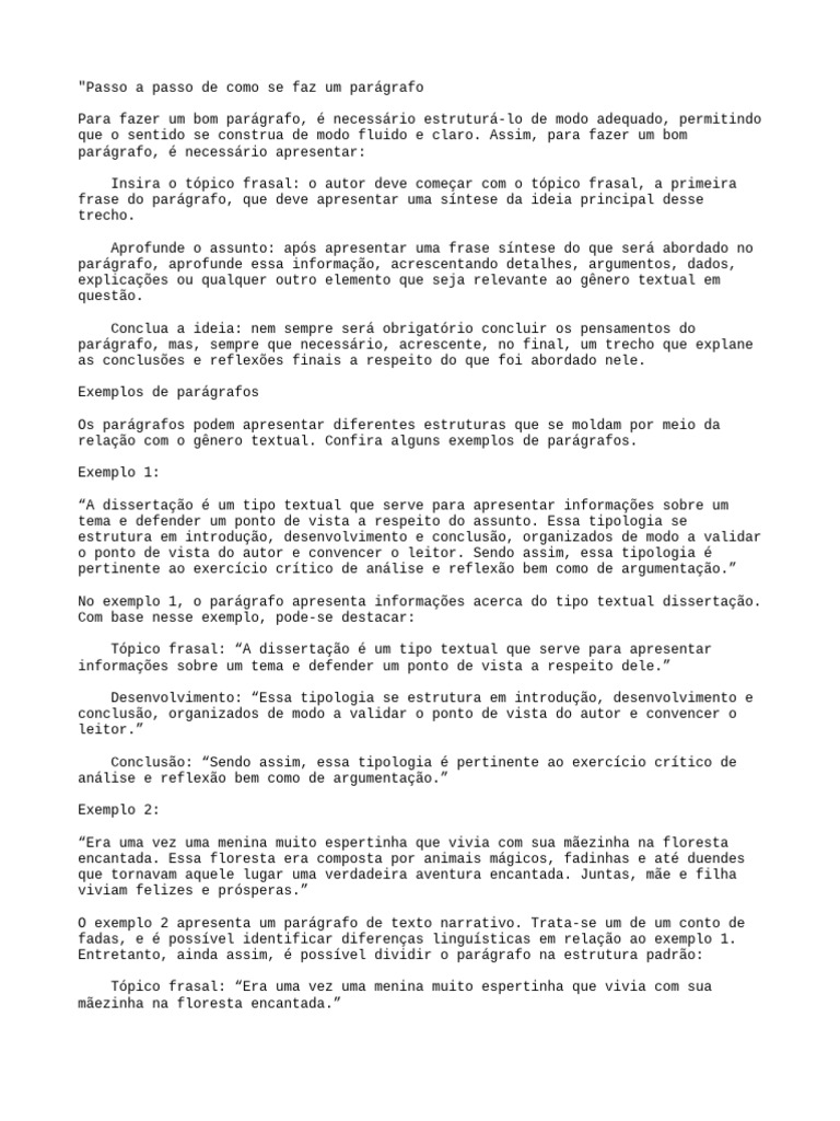 Estrutura e Tipos de Parágrafos | PDF | Parágrafo