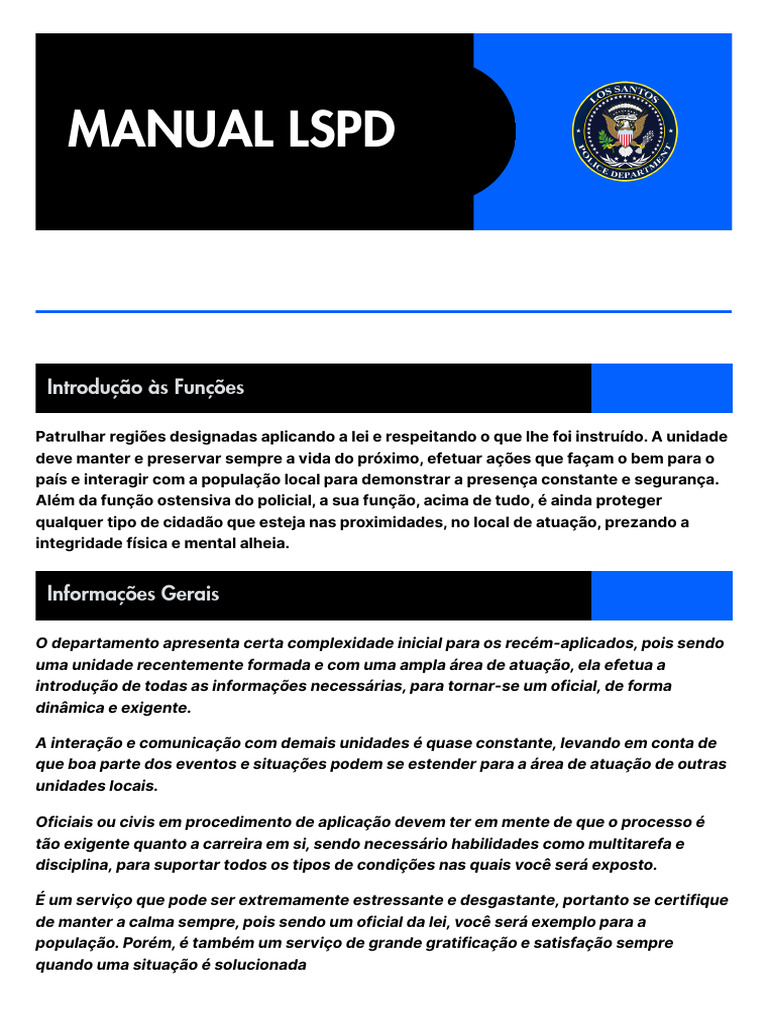 Manual LSPD | Download grátis PDF | Polícia | Tráfego