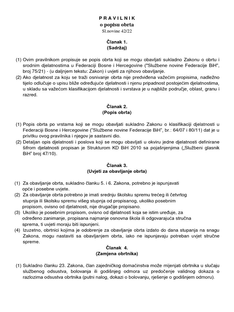 H-Pravilnik-o-popisu-obrta | PDF