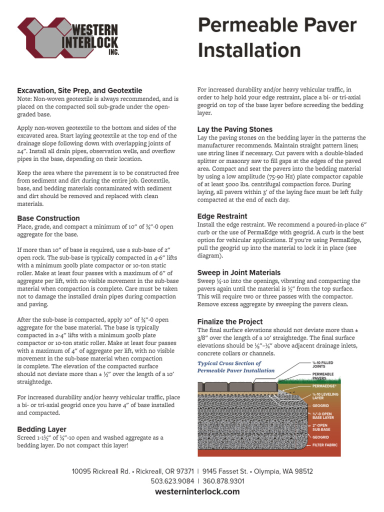 Permeable Paver Installation | PDF | Drainage | Civil Engineering