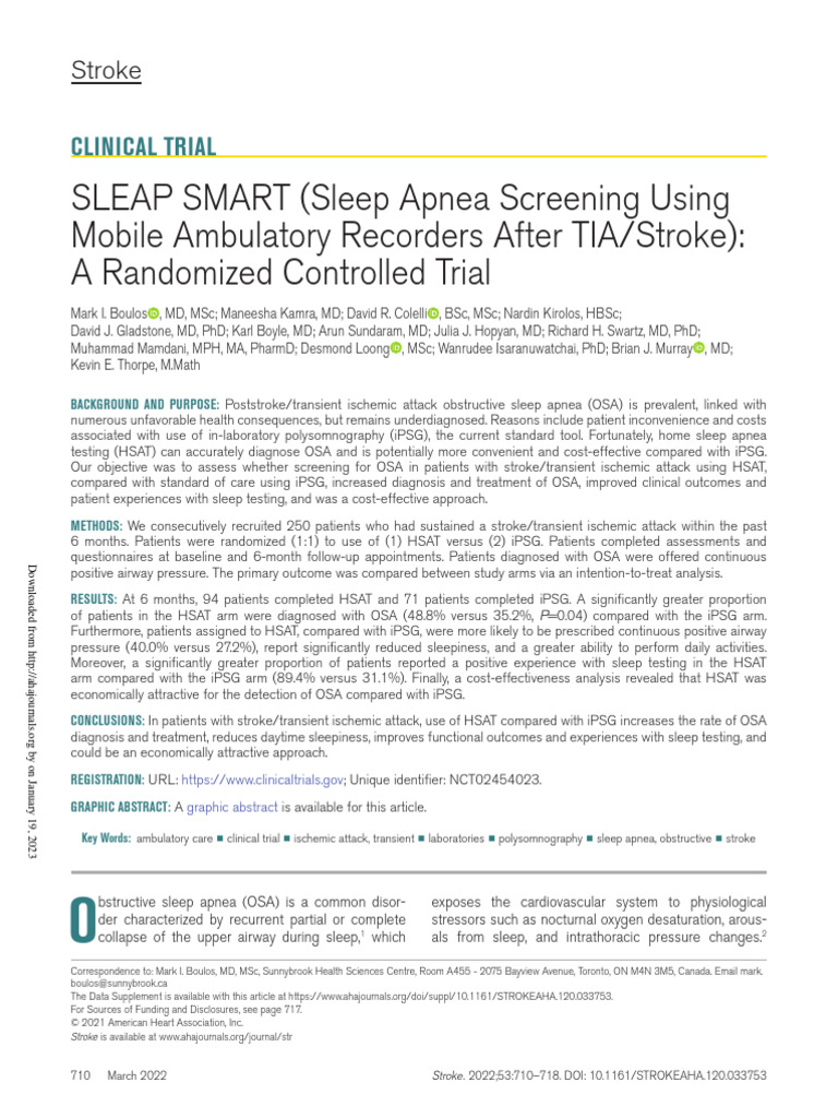 SLEAP SMART (Sleep Apnea Screening Using Mobile Ambulatory Recorders ...