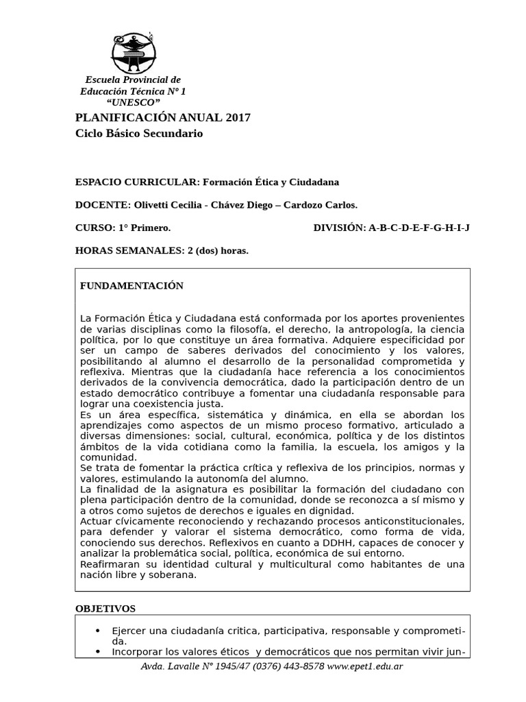 1ro Formacion Etica Y Ciudadana Pdf Evaluación Derechos Humanos