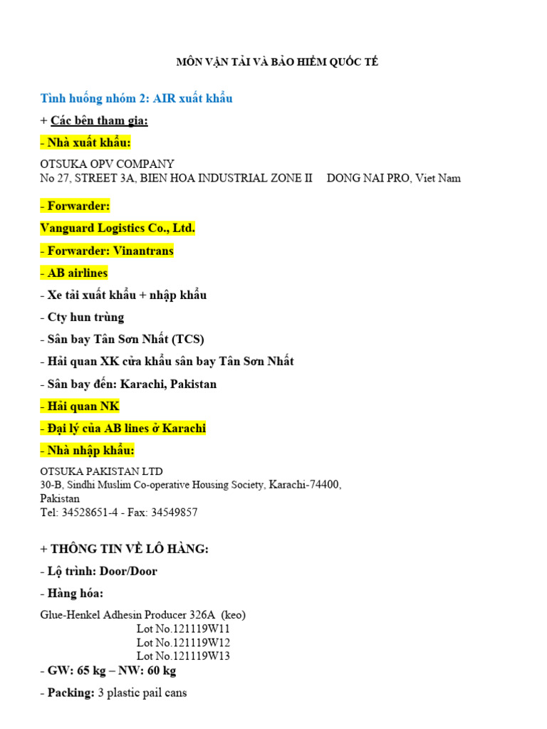 Kich ban mo phong Nhom 2 Standard Air Xuất khẩu | PDF