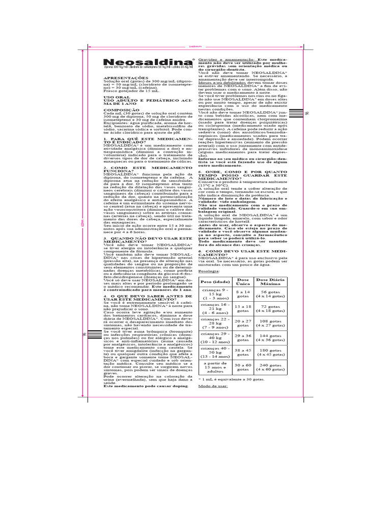 Bula Neosa Gotas | PDF | Hipertensão | Dor